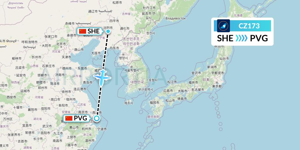 CZ173 Flight Status China Southern Airlines: Shenyang to Shanghai (CSN173)