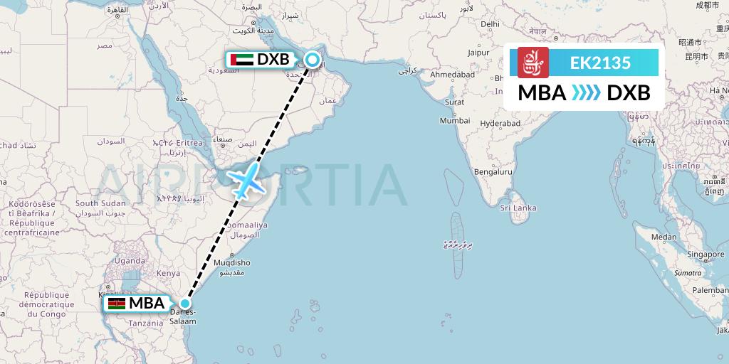 EK2135 Flight Status Emirates: Mombasa to Dubai (UAE2135)