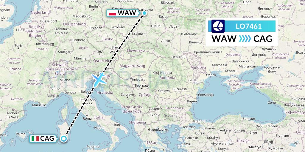LO7461 Flight Status LOT: Warsaw to Cagliari (LOT7461)