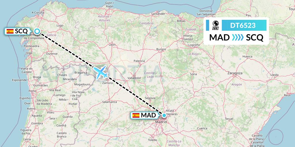 DT6523 Flight Status TAAG Angola Airlines: Madrid to Santiago (DTA6523)