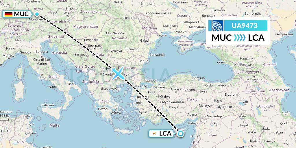 UA9473 Flight Status United Airlines: Munich to Larnaca (UAL9473)