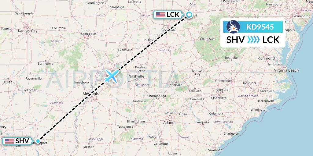 KD9545 Flight Status KalStar Aviation: Shreveport to Columbus (KLS9545)