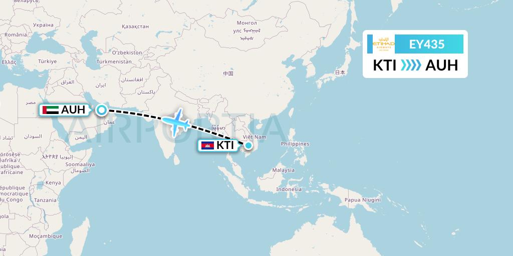 EY435 Flight Status Etihad Airways: Kratie to Abu Dhabi (ETD435)
