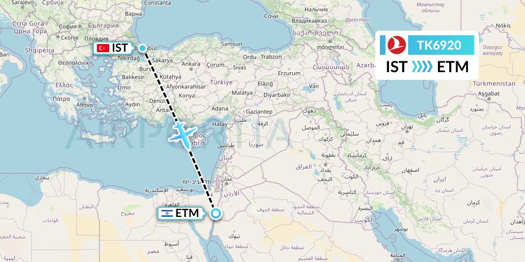 TK6920 Flight Status Turkish Airlines: Istanbul to Eilat (THY6920)