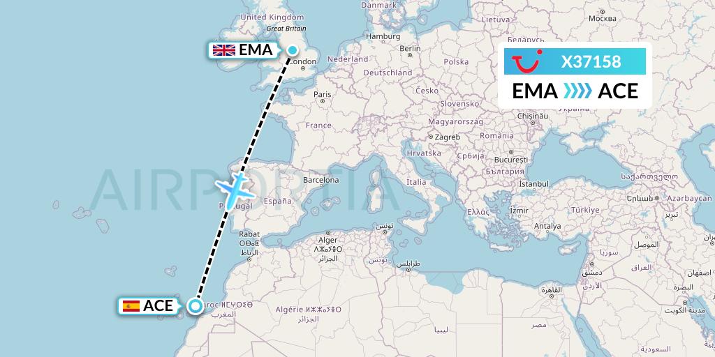 X37158 Flight Status TUI fly Germany: East Midlands to Lanzarote (TUI7158)