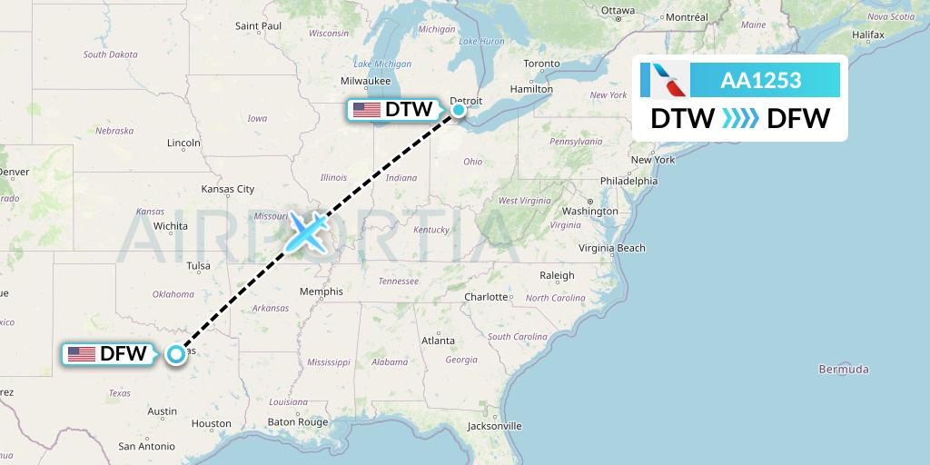 AA1253 Flight Status American Airlines: Detroit to Dallas (AAL1253)