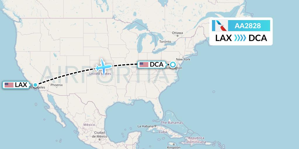 AA2828 Flight Status American Airlines: Los Angeles to Washington (AAL2828)