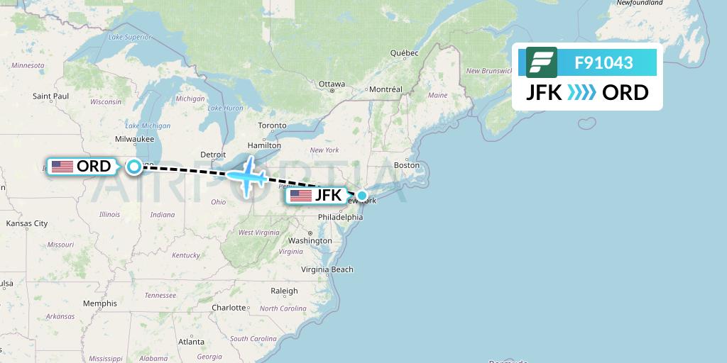 F91043 Flight Status Frontier Airlines: New York to Chicago (FFT1043)
