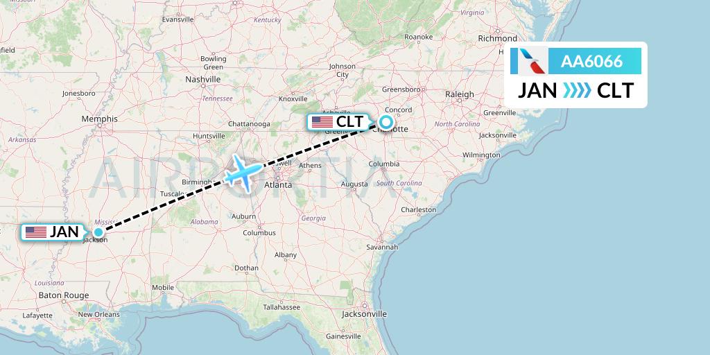 AA6066 Flight Status American Airlines: Jackson to Charlotte (AAL6066)