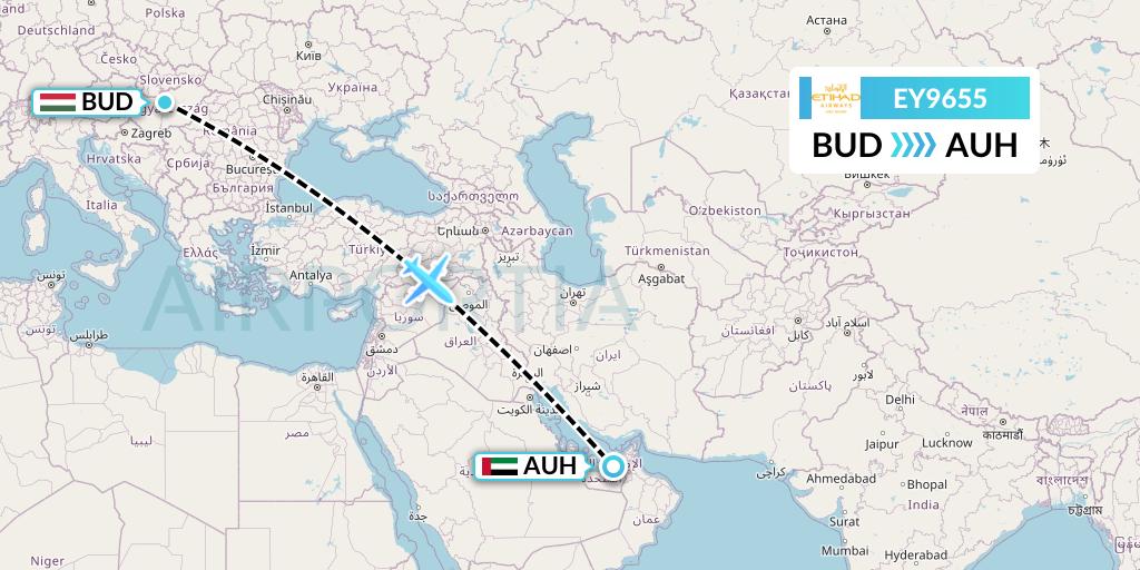 EY9655 Flight Status Etihad Airways: Budapest to Abu Dhabi (ETD9655)