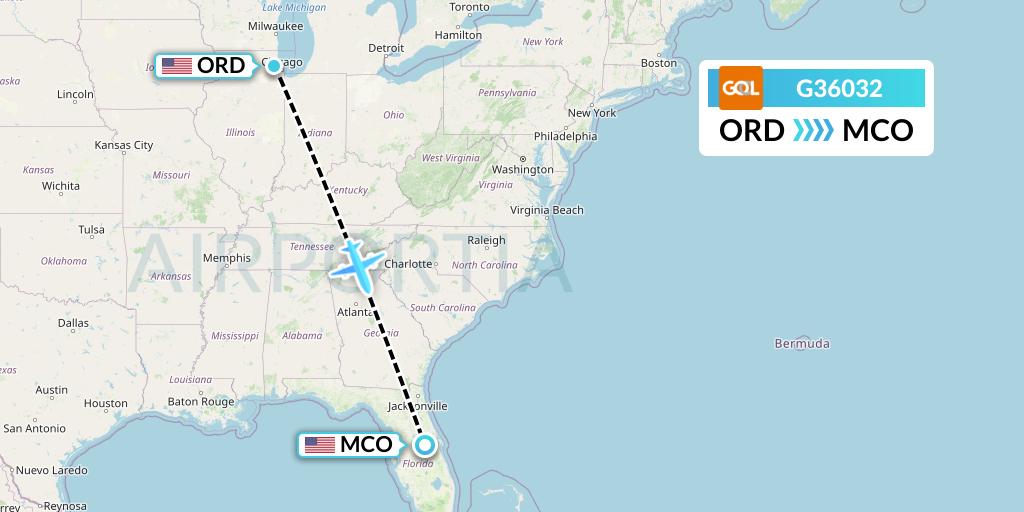 G36032 Flight Status GOL Transportes Aeros: Chicago to Orlando (GLO6032)